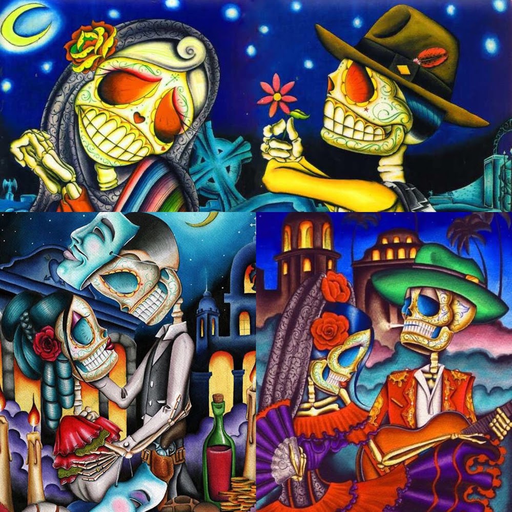 Framed Tatoo and Day of the Dead Inspired Art - Texturized Prints that ...
